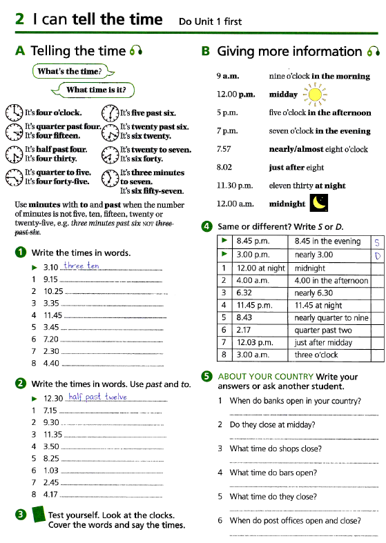unit 2 : I can tell the time - آمادگی آزمون آیلتس